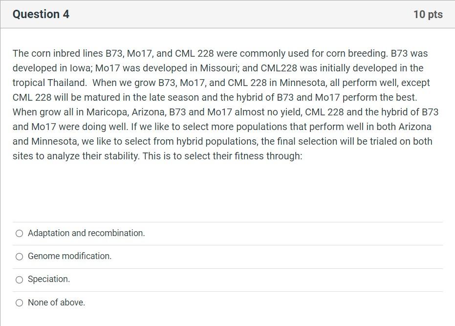 Solved The corn inbred lines B73, Mo17, and CML 228 were | Chegg.com