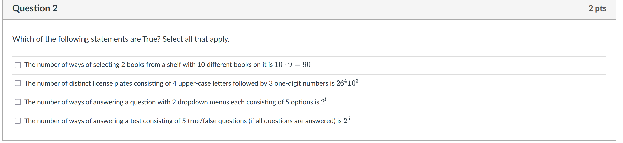 Solved Which of the following statements are True? Select | Chegg.com