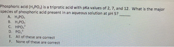 Solved Phosphoric acid (H_3PO_4) is a triprotic acid with | Chegg.com
