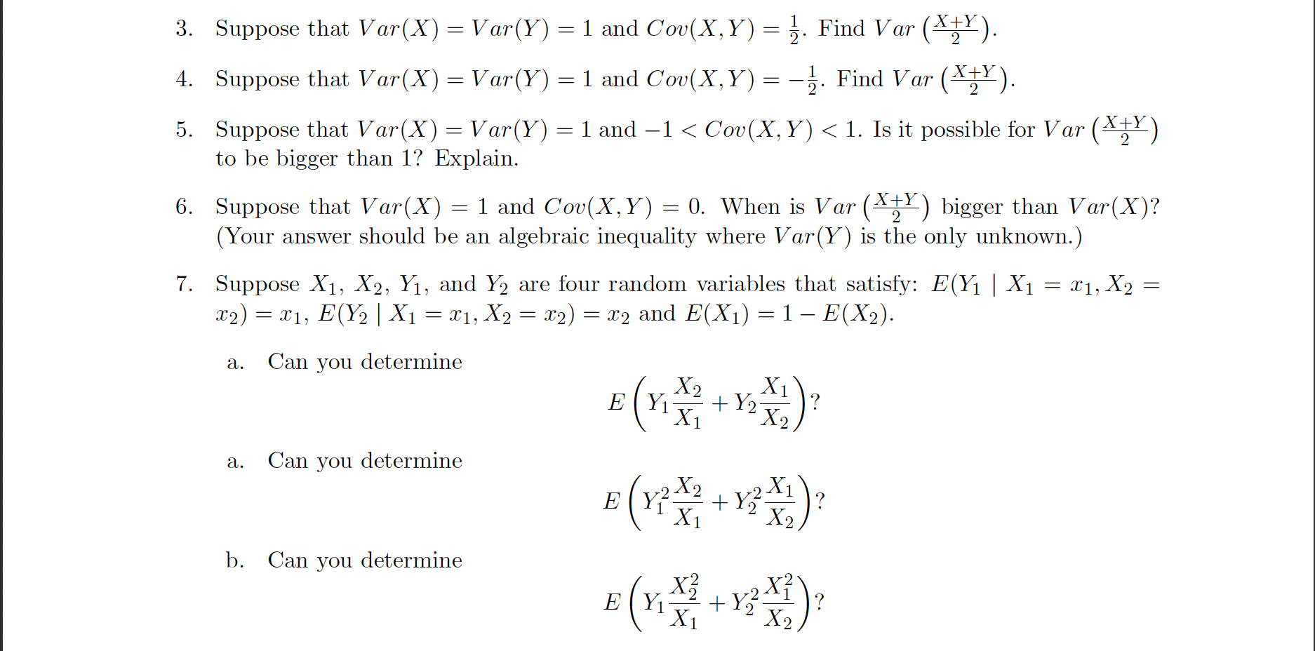 Solved 3. Suppose that Var(X)=Var(Y)=1 and Cov(X,Y)=21. Find | Chegg.com