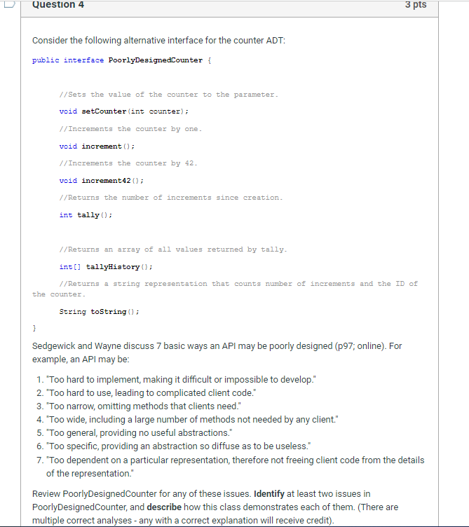 D Question 3 3 pts (Assume the integer-based counter | Chegg.com