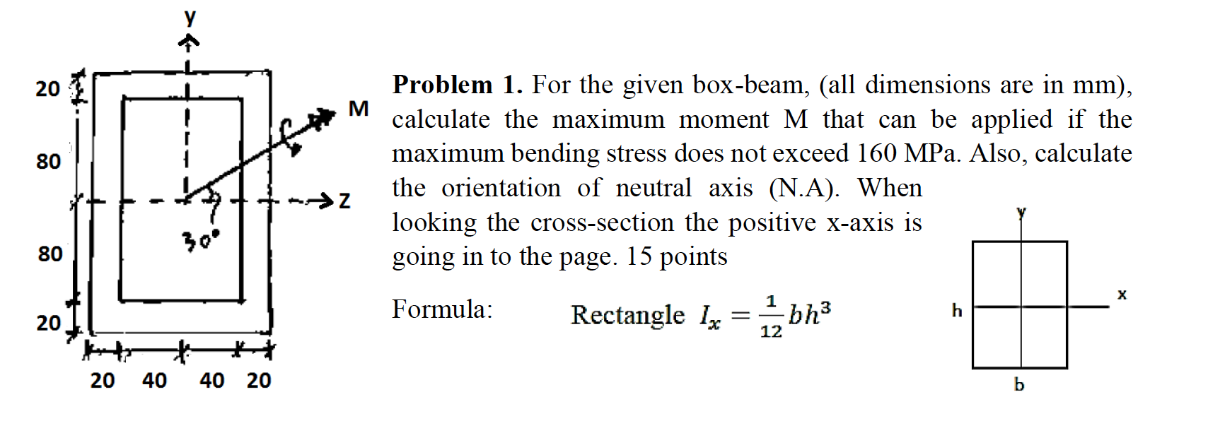 Solved Problem 1. For the given box-beam, (all dimensions | Chegg.com