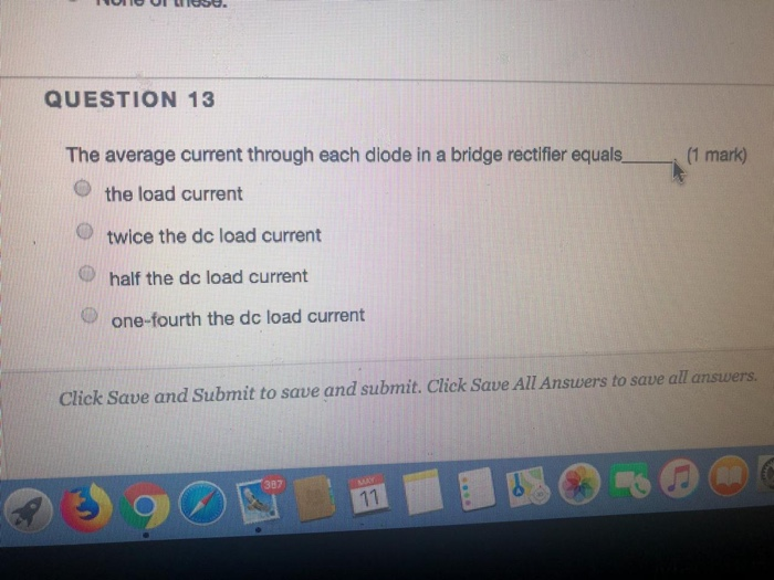 Solved QUESTION 13 (1 mark) The average current through each | Chegg.com