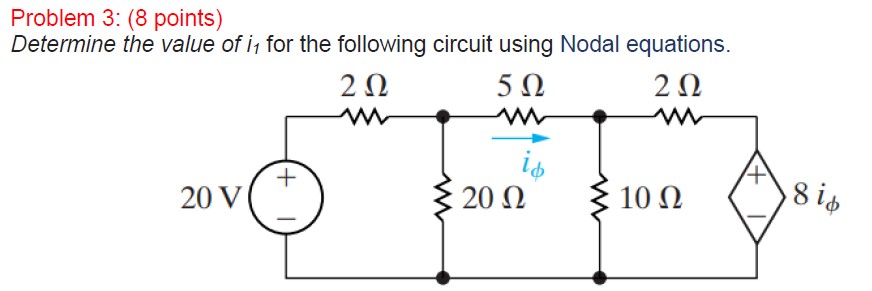 Solved Problem 3: (8 ﻿points)Determine the value of i1 ﻿for | Chegg.com