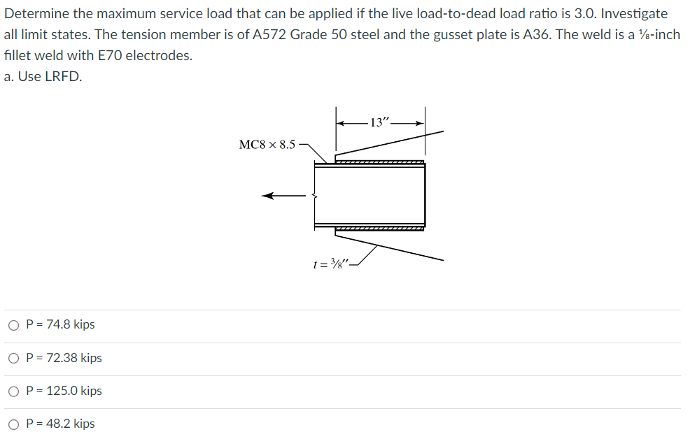 Solved Determine the maximum service load that can be | Chegg.com