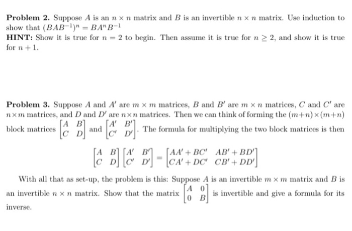 Solved Suppose A is an n times n matrix and B is an | Chegg.com