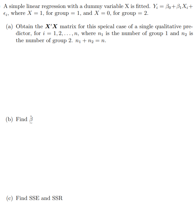Solved A simple linear regression with a dummy variable X is | Chegg.com