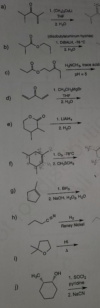 Solved a) 1. (CH3)2Culi THE 2.H20 (diisobutylaluminum | Chegg.com