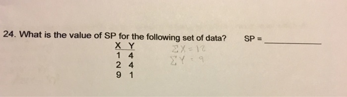 Solved 24. What is the value of SP for the following set of | Chegg.com