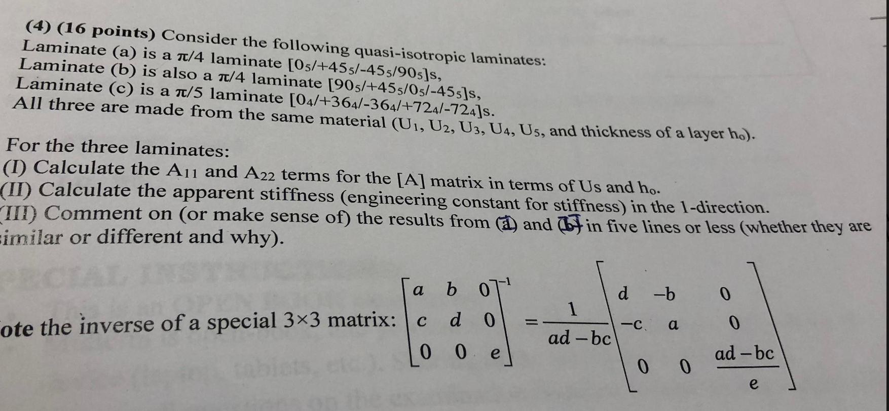 Solved (16 points) Consider the following quasi-isotropic | Chegg.com