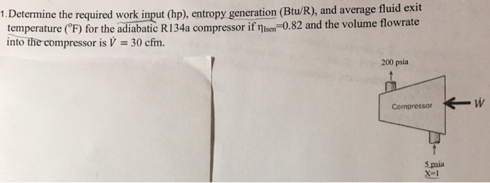 Solved Determine the required work input (hp), entropy | Chegg.com