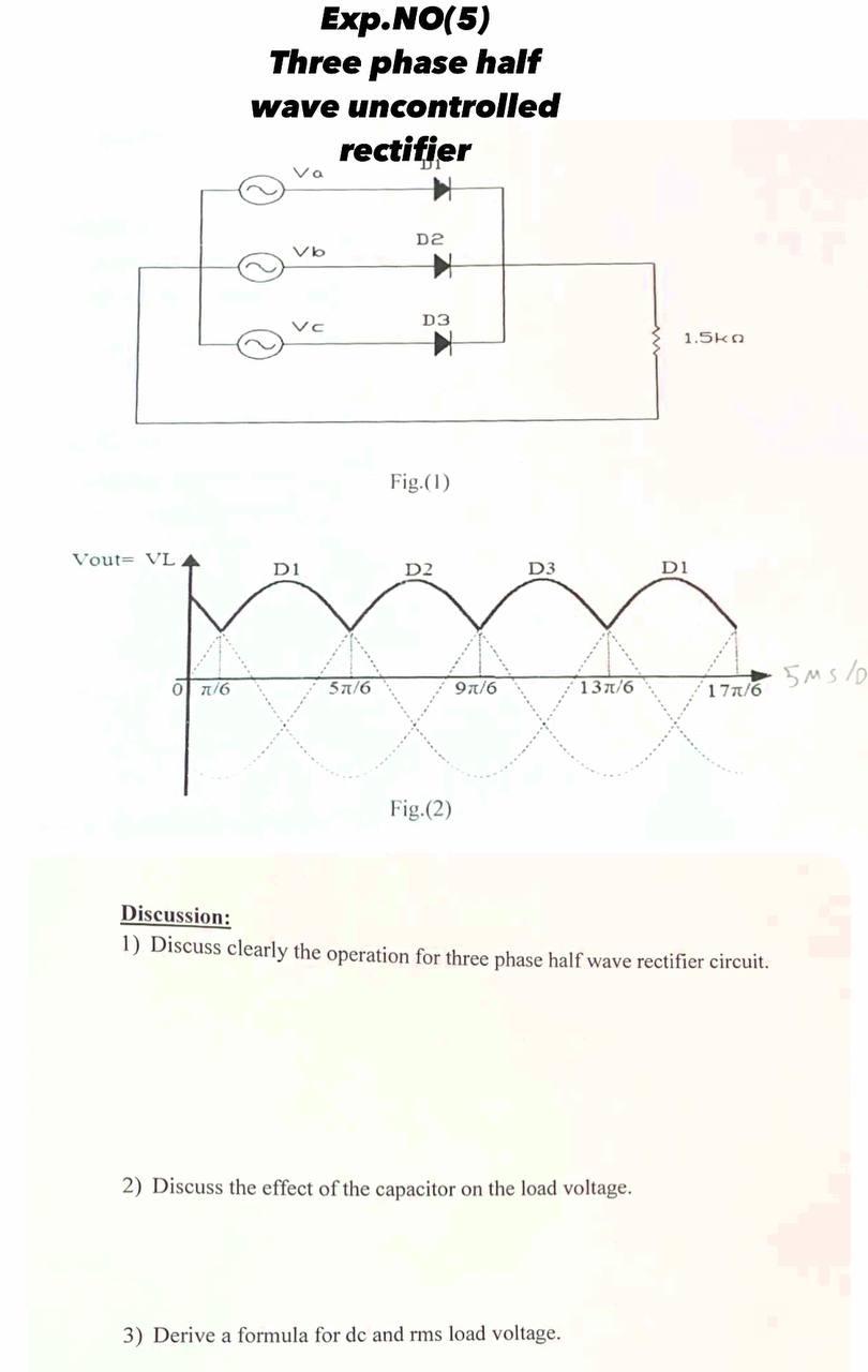 Solved Exp.NO(5) Three phase half wave uncontrolled | Chegg.com