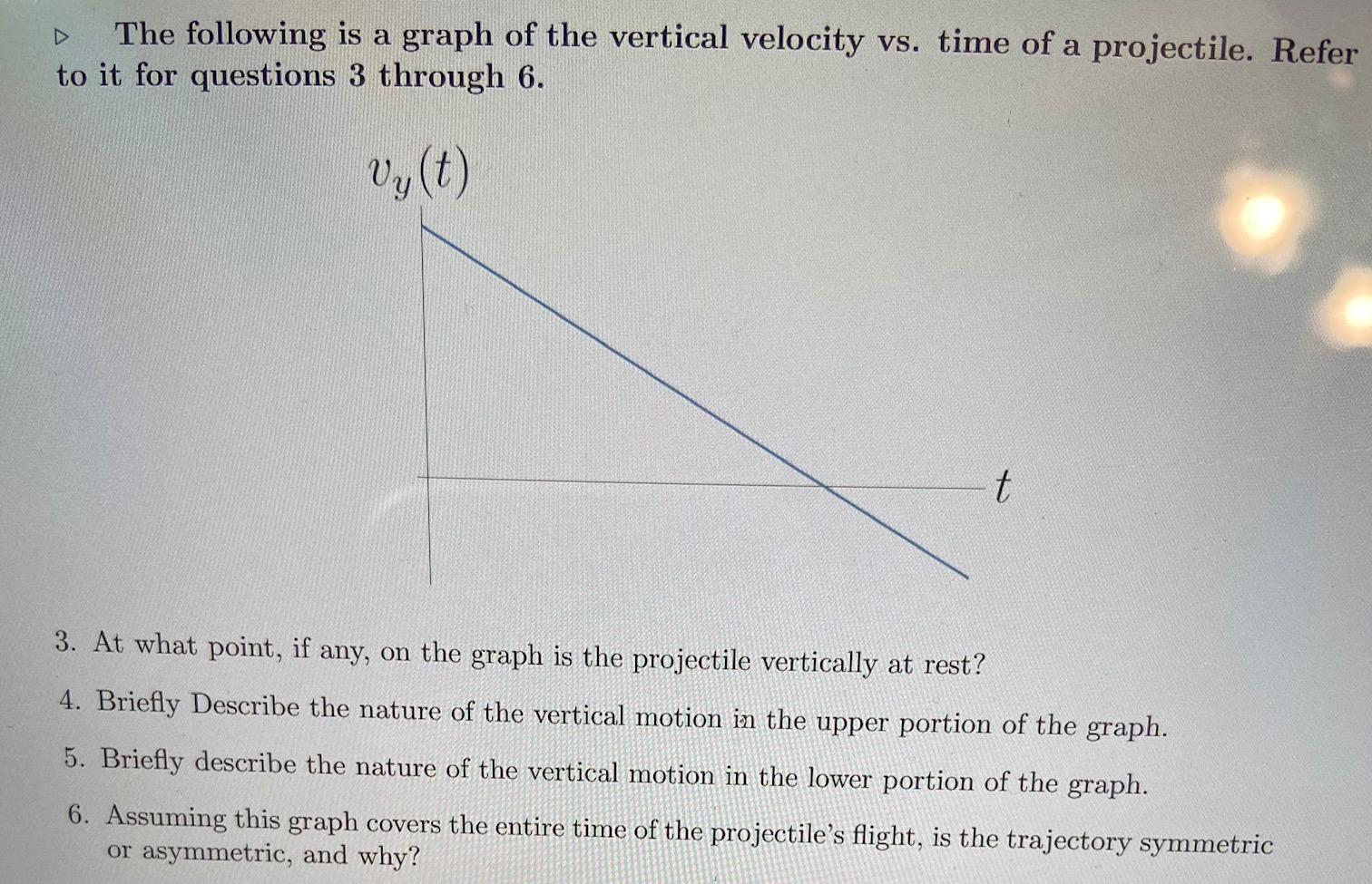 Solved The following is a graph of the vertical velocity vs. | Chegg.com