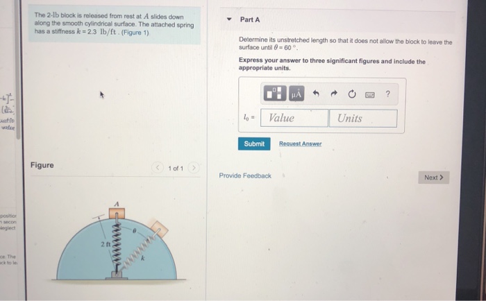 Solved The 2-lb block is released from rest at A slides down | Chegg.com
