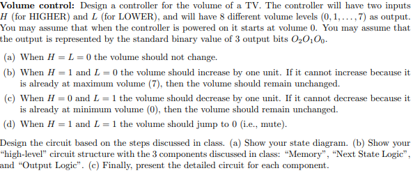 Solved Volume control: Design a controller for the volume of | Chegg.com