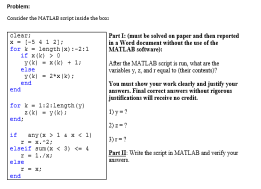 Solved Problem: Consider the MATLAB script inside the box: | Chegg.com