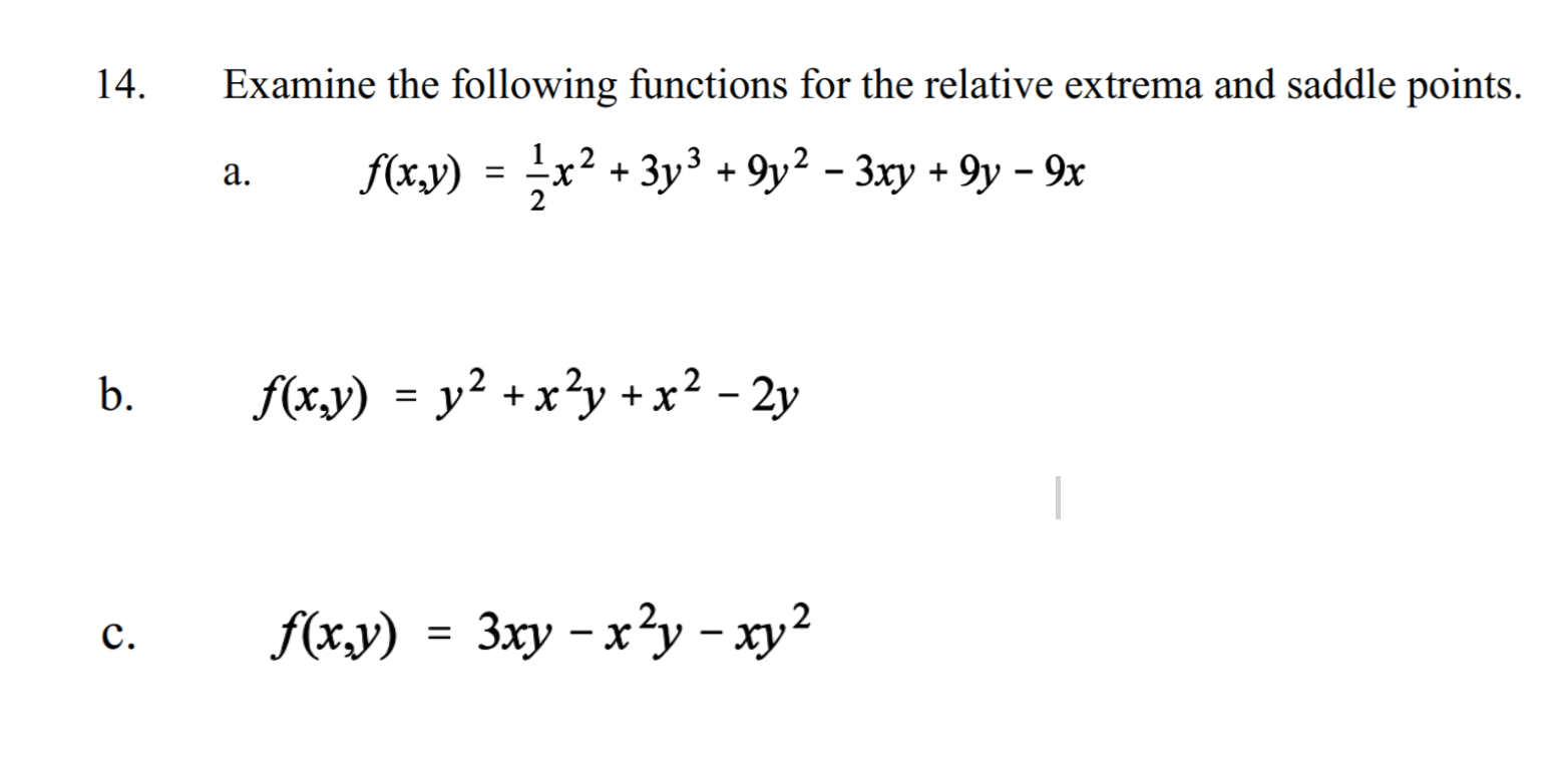 Solved 14. Examine the following functions for the relative | Chegg.com