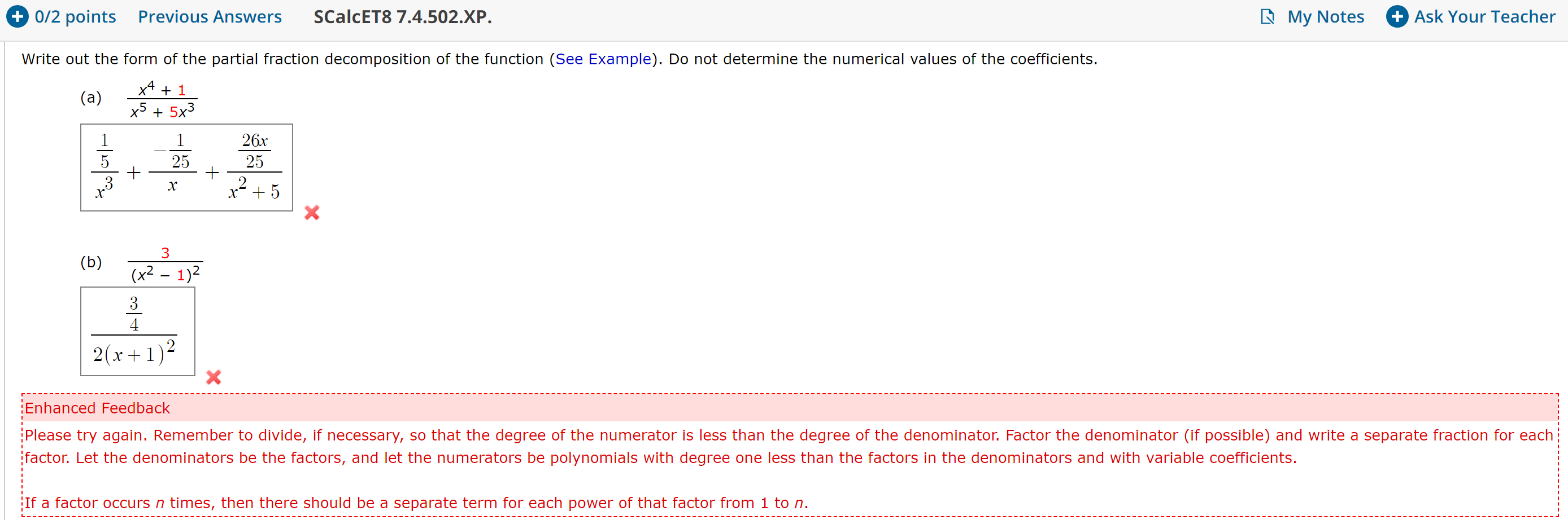 Solved + 0/2 points Previous Answers CalcET8 7.4.502.XP. My | Chegg.com