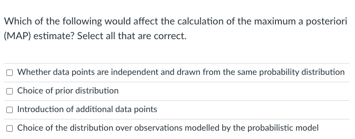 Solved Which of the following would affect the calculation | Chegg.com