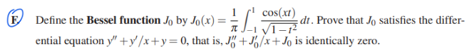 Solved Define the Bessel function J0 by | Chegg.com