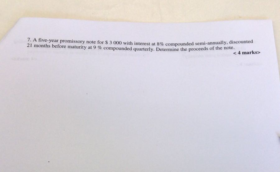 Solved 7, A five-year promissory note for $ 3 000 with 21 | Chegg.com