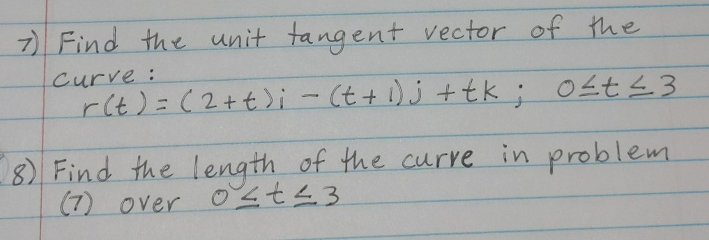 Solved (part 1): Find the unit tangent vector of the curve: | Chegg.com