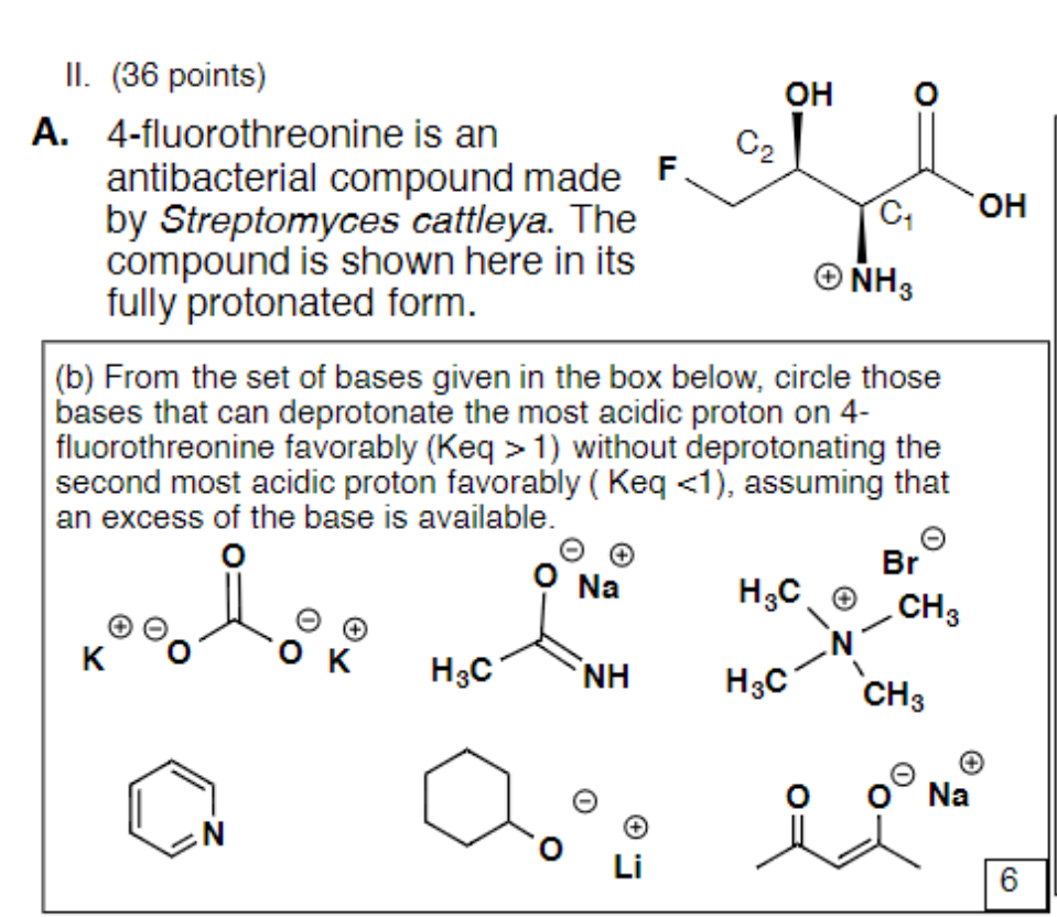 Solved OH C2 II. (36 points) A. 4-fluorothreonine is an | Chegg.com