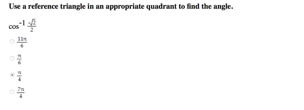 Solved Use a reference triangle in an appropriate quadrant | Chegg.com