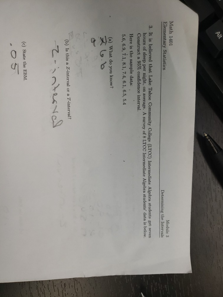 Solved Alt Math 1401 Elementary Statistics Module 3 | Chegg.com