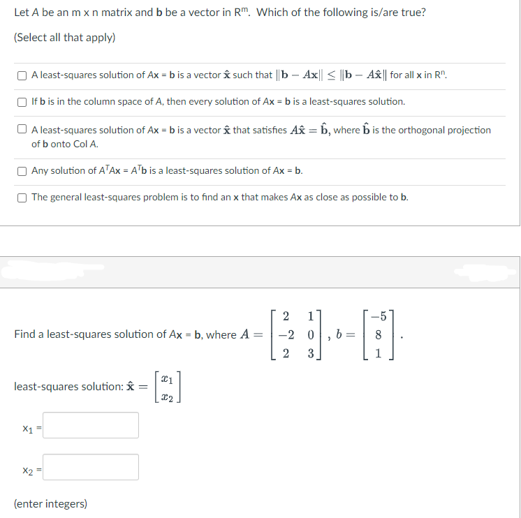 Solved Let A be an m×n matrix and b be a vector in Rm. Which | Chegg.com