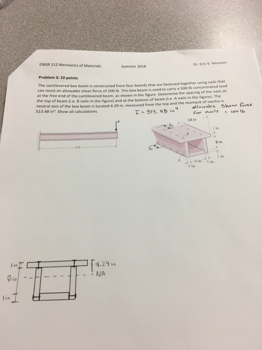 Solved ENGR 112 Mechanics of Materials Summer 2018 Dr. Enic | Chegg.com