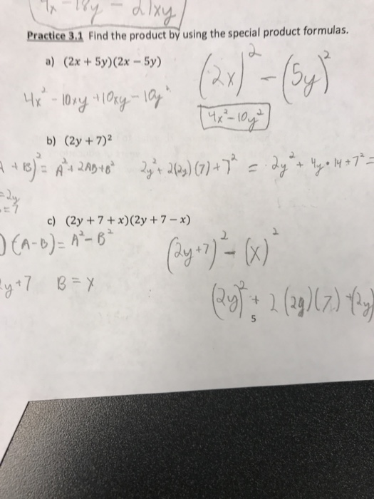 Solved Practice 3.1 Find the product by using the special | Chegg.com
