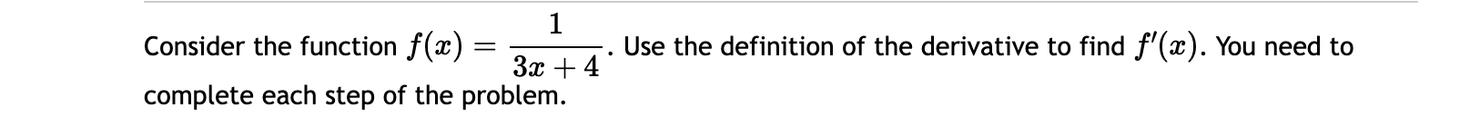 Solved Consider the function f(x)=13x+4. ﻿Use the definition | Chegg.com