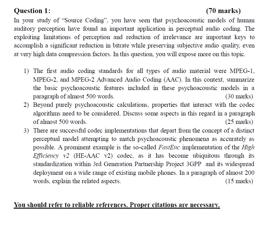 Solved Question 1: (70 marks) In your study of "Source | Chegg.com