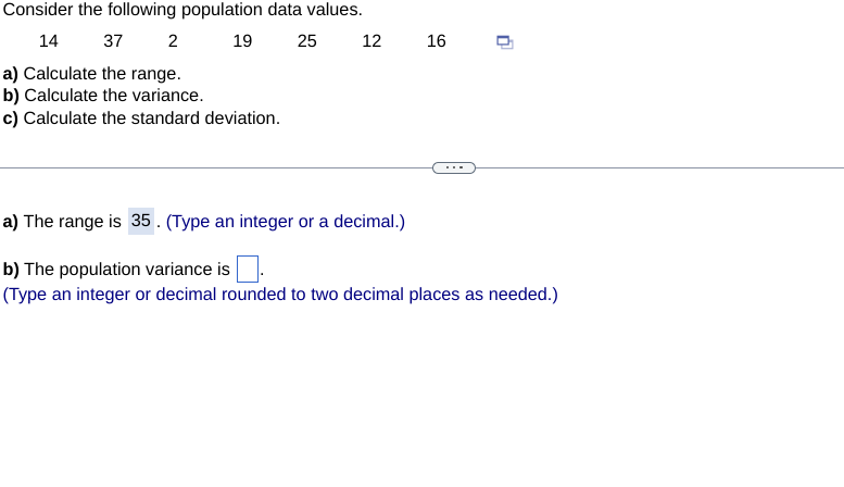 Solved Consider the following population data values. | Chegg.com