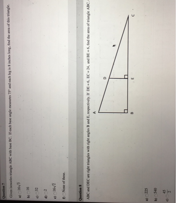 Solved Given isosceles triangle ABC with base BC. If each | Chegg.com