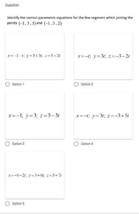 Solved Identify the correct parametric equations for the | Chegg.com