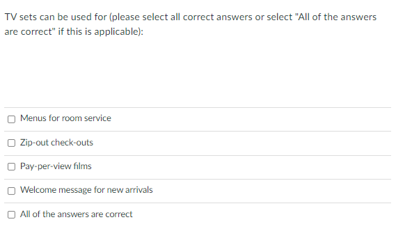 Solved TV sets can be used for (please select all correct | Chegg.com