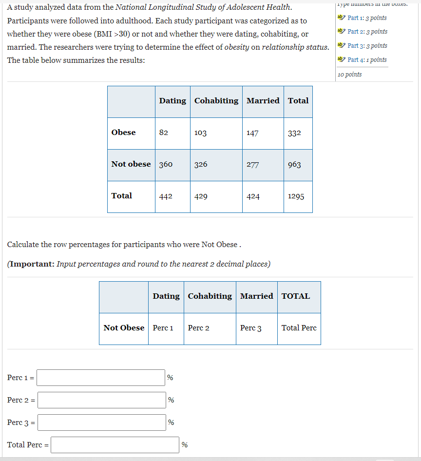 Solved \begin{tabular}{l} A study analyzed data from the | Chegg.com