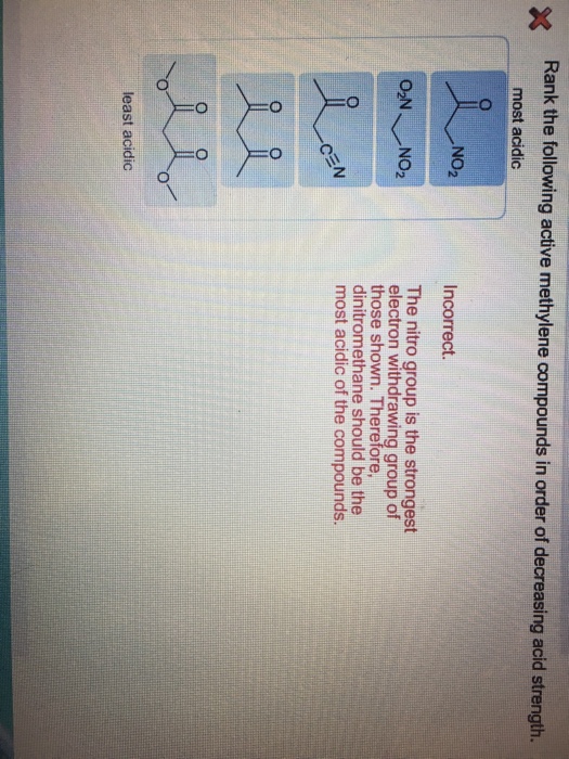 Solved Rank the following active methylene compounds in | Chegg.com