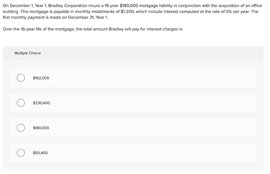 Solved On December 1, Year 1, Bradley Corporation incurs a | Chegg.com Solved On December 1, Year 1, Bradley Corporation incurs a | Chegg.com