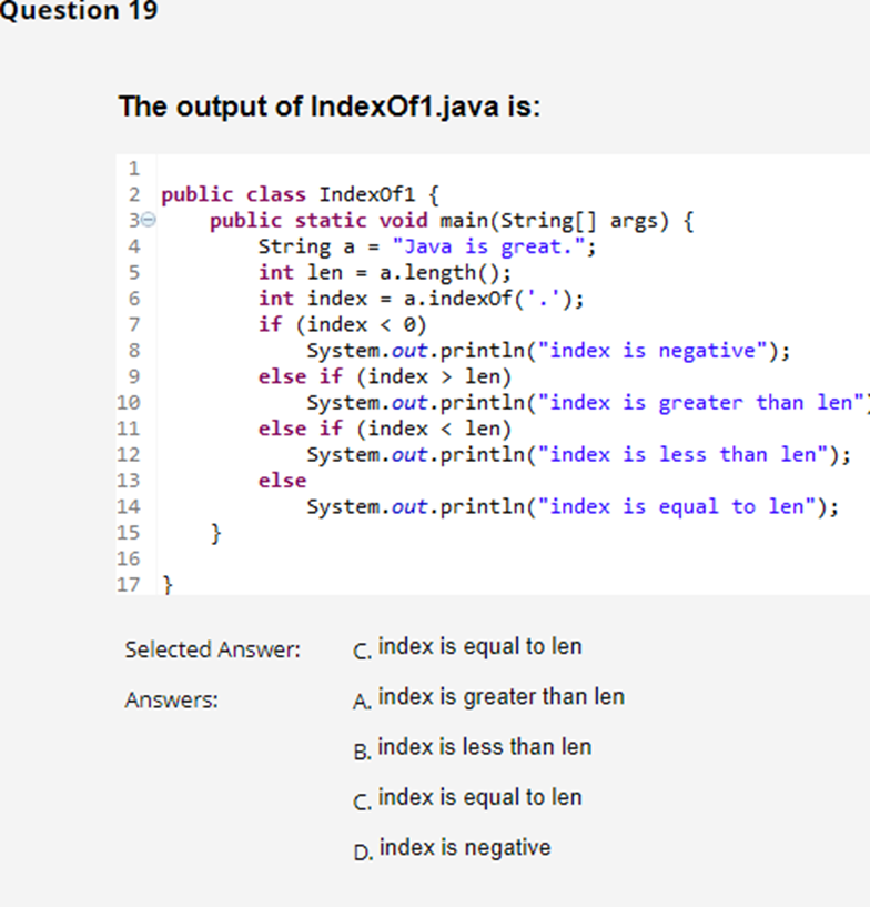 Solved public class Indexof1 \{ public static void | Chegg.com