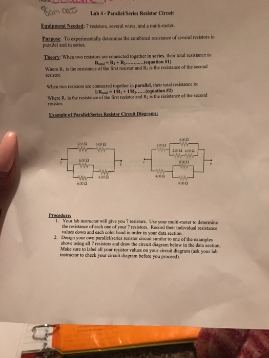 Solved Som 00fs Lab 4-Parallel/Series Resistor Circuit | Chegg.com