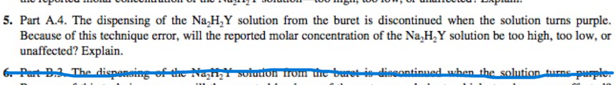 Solved 5. Part A.4. The dispensing of the Na2H2Y solution | Chegg.com