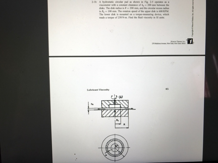 A hydrostatic circular pad as shown in Fig. 2-5 | Chegg.com