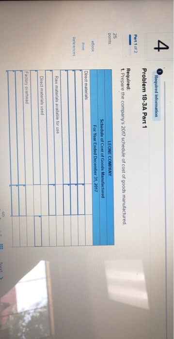 Solved 0 Required information Problem 18-3A Schedule of cost | Chegg.com