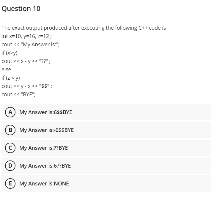 Solved Question 10 The exact output produced after executing | Chegg.com