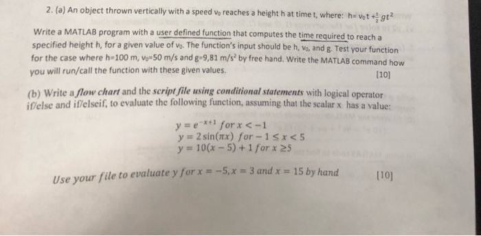 Solved 2, (a) An object thrown vertically with a speed vo | Chegg.com