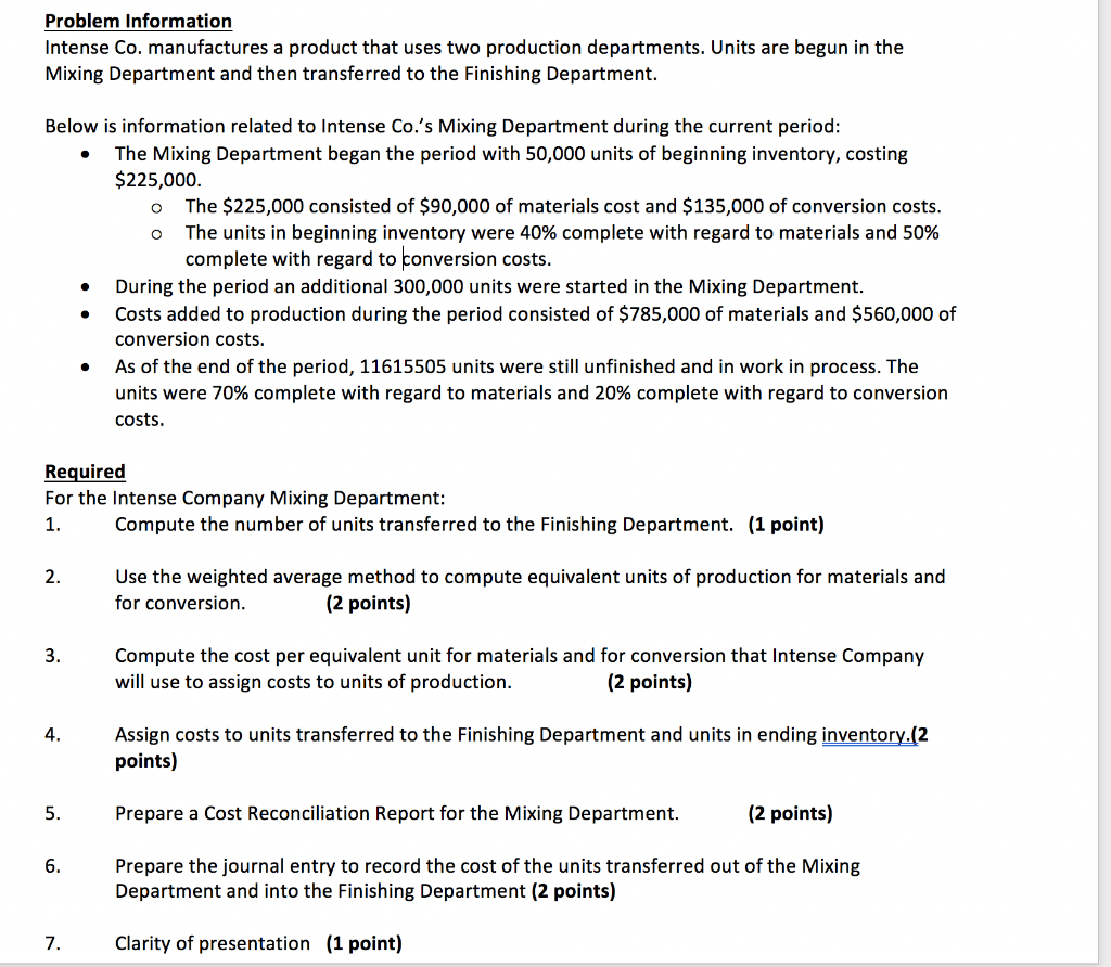Solved Problem Information Intense Co. manufactures a | Chegg.com