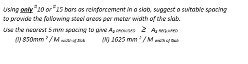 Solved Metric Bar Sizes Bar Number Nominal Diameter (mm) | Chegg.com